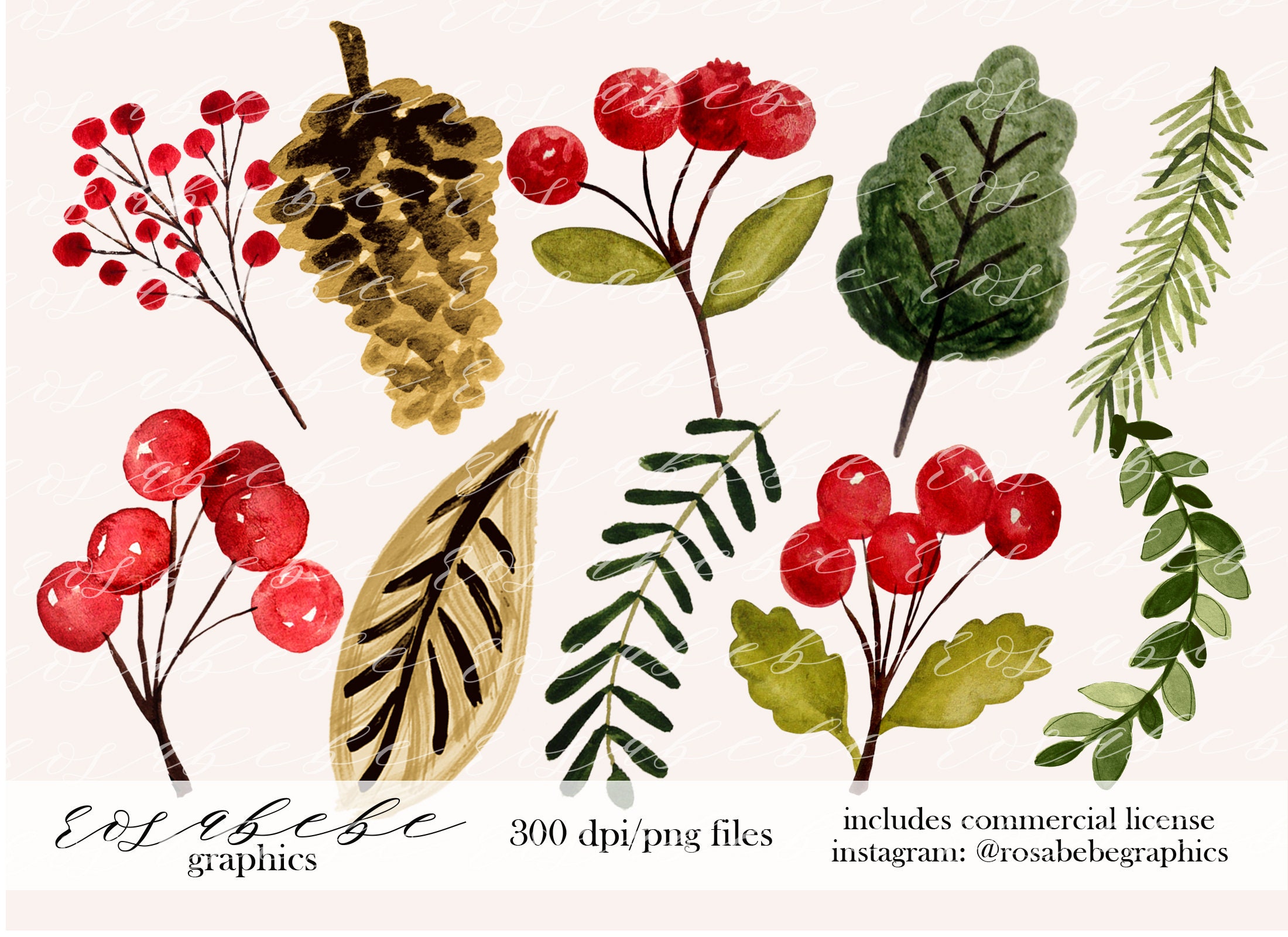 Christmas Clipart Watercolor Christmas Clipart Christmas - Etsy