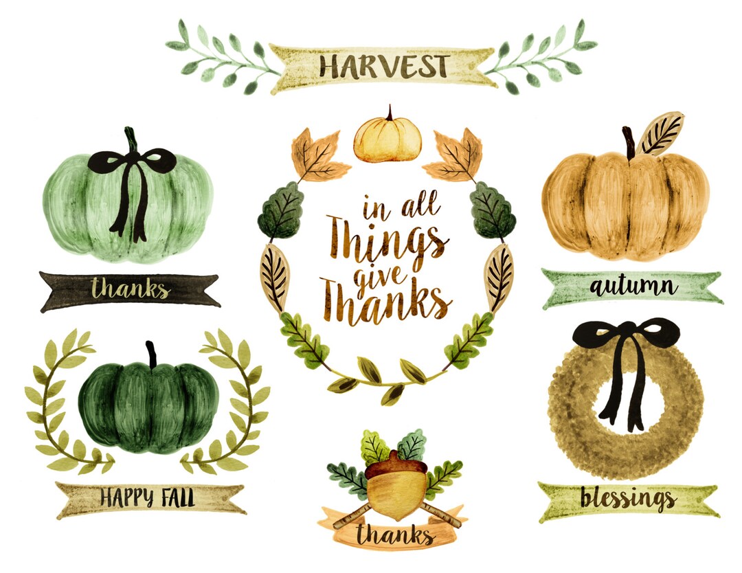 Watercolor Fall Clipart, Hand Painted Fall Clipart, Fall Quotes ...