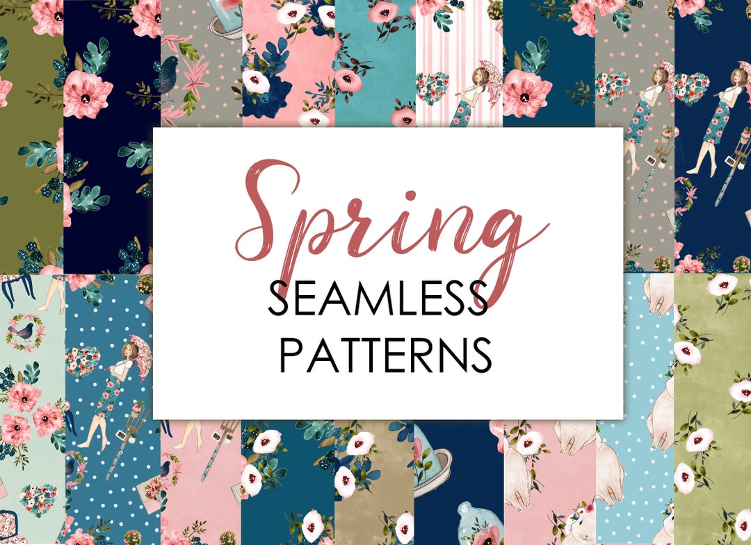Seamless Spring Patterns, Spring Planner Clipart, Easter Seamless ...