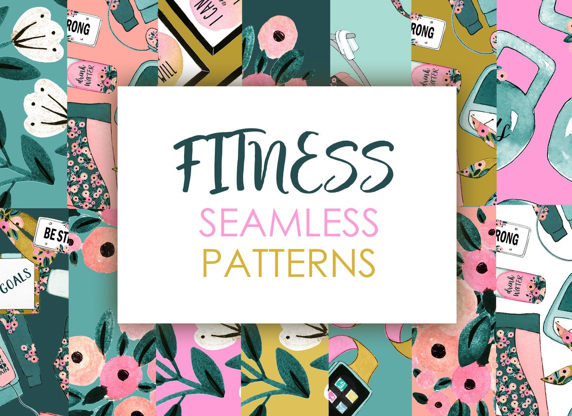 Fitness Pattern Fitness Digital Papers Clipart Gym | Etsy