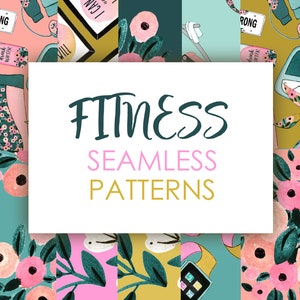 Fitness Pattern, Fitness Digital Papers, Clipart, Gym Clipart,planner ...