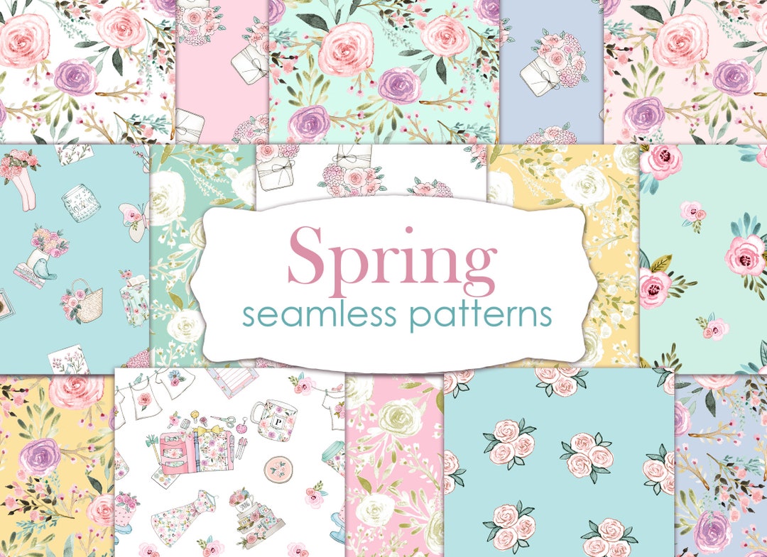 Spring Digital Papers - Roses, Feminine, Pastels, Coquette, Cottagecore ...