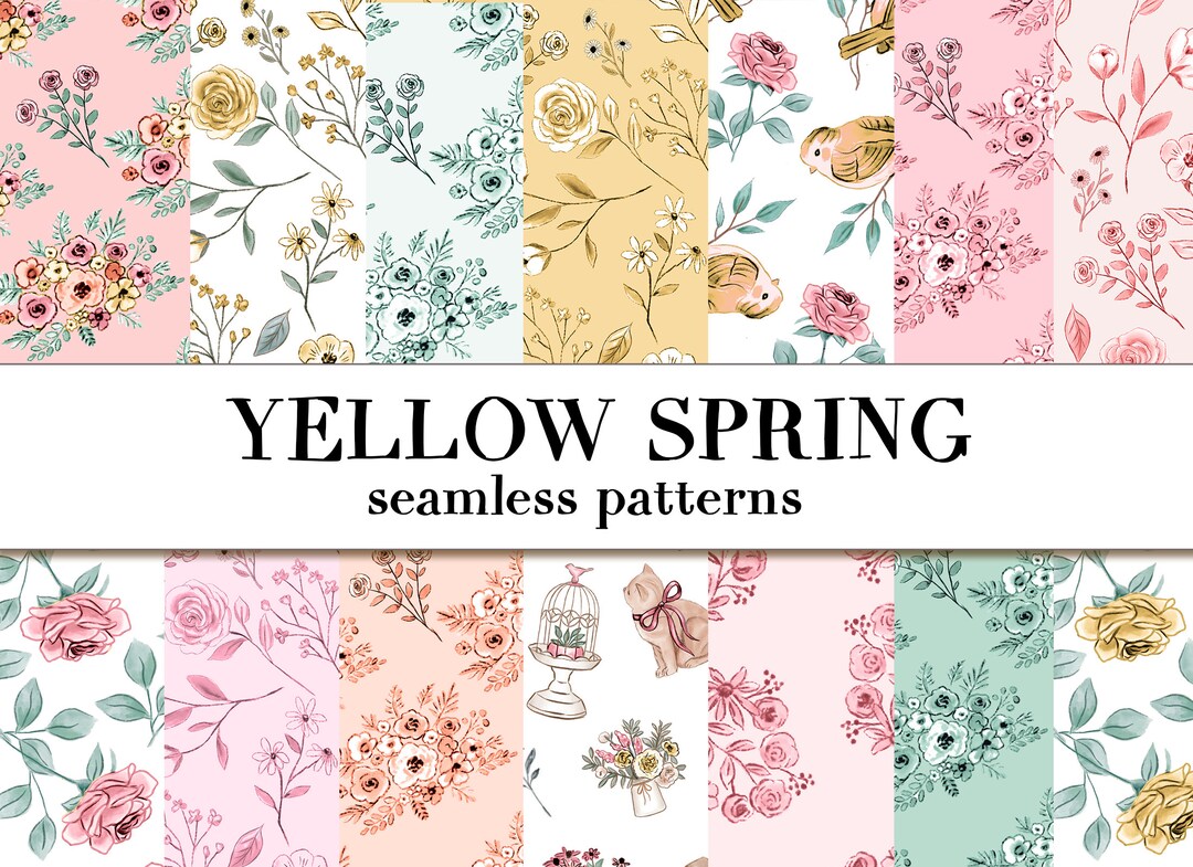 Spring Digital Papers for Scrapbook Spring Seamless Patterns for Fabric ...