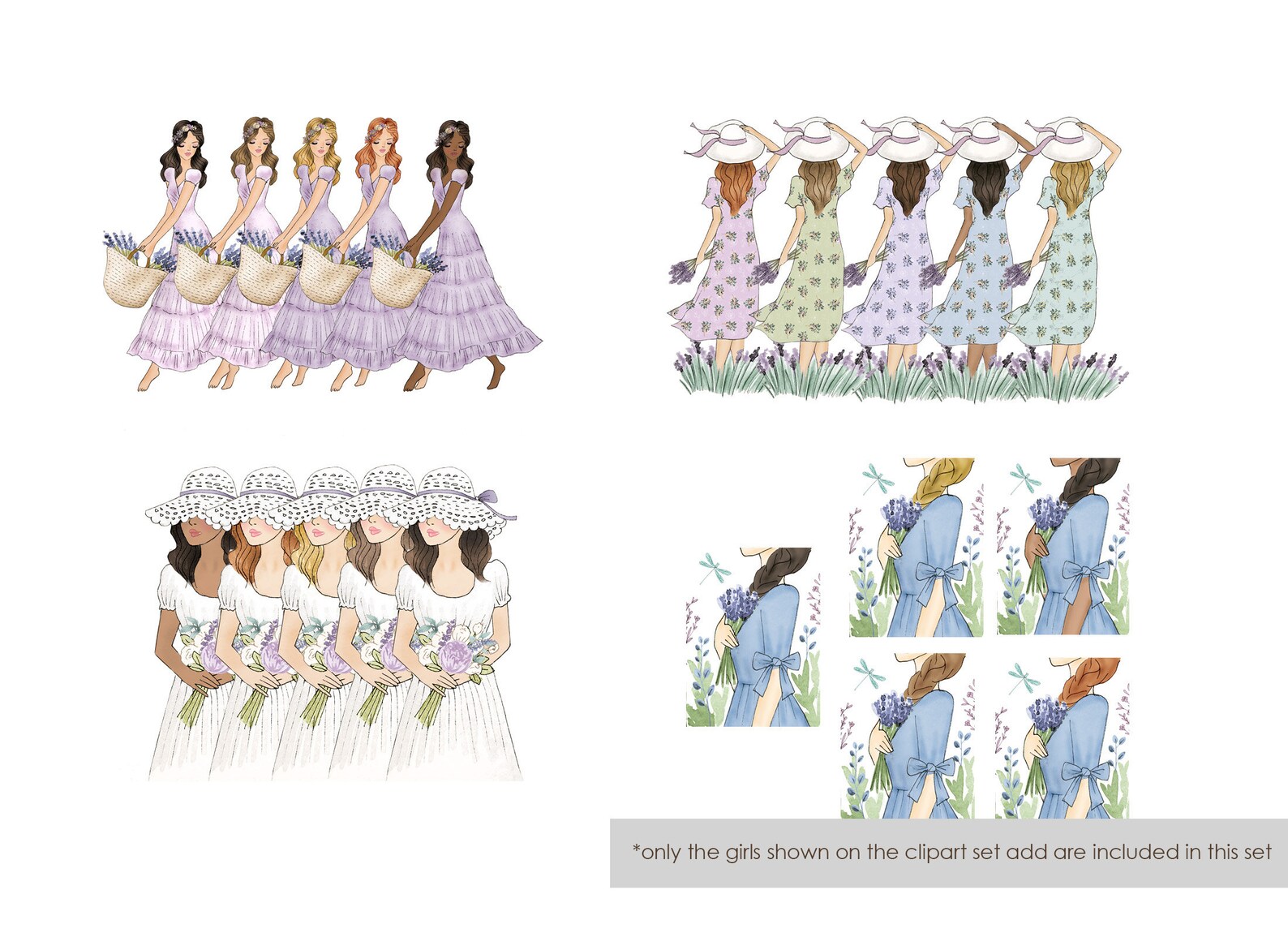 Cottagecore Lavender Floral PNG Set – Watercolor Clipart (digital ...