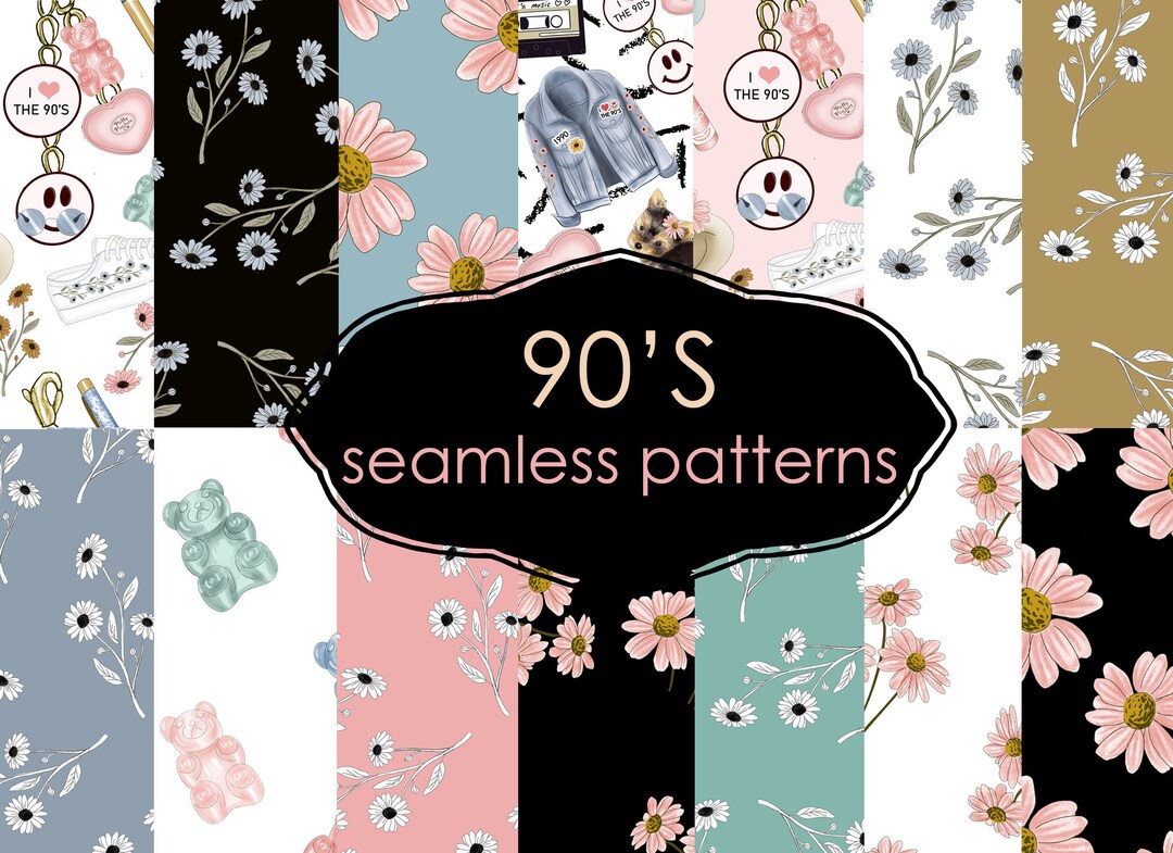 90's Digital Papers for Scrapbook 90's Seamless Patterns for Fabric ...