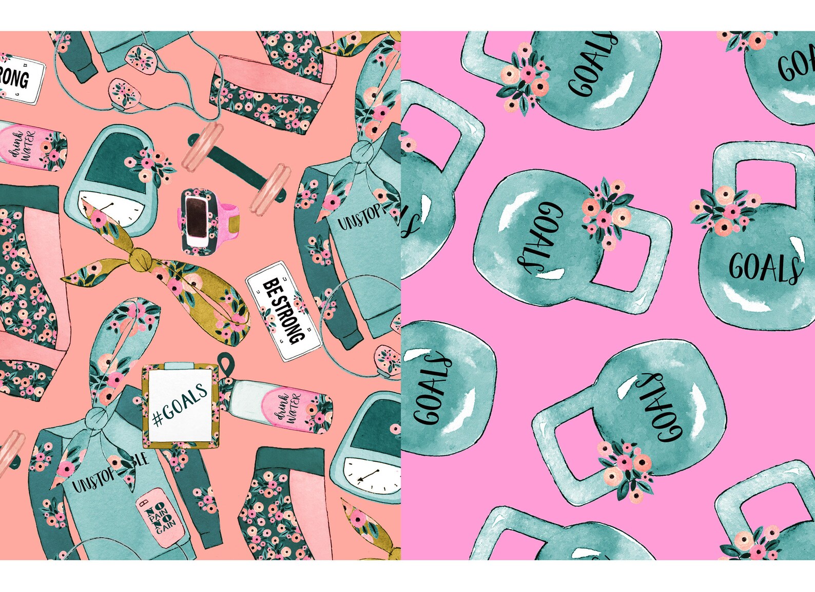 Fitness Pattern Fitness Digital Papers Clipart Gym | Etsy