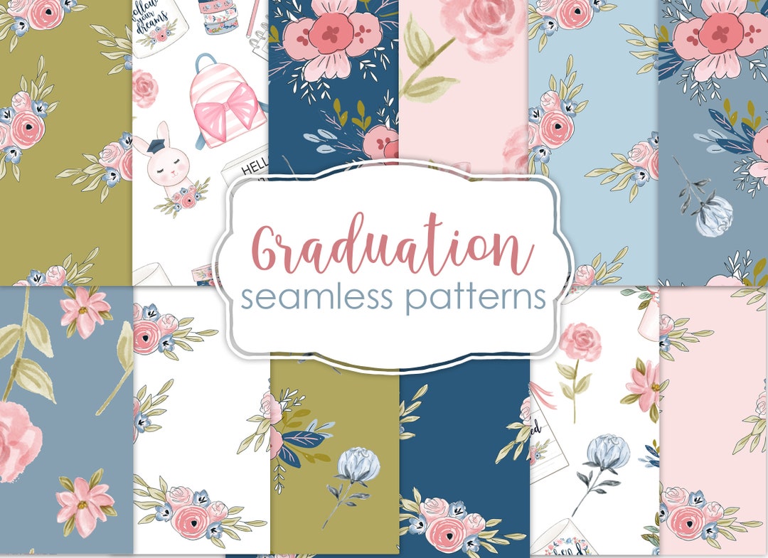 GRADUATION Seamless Pattern, College Seamless Pattern, Planner Seamless ...