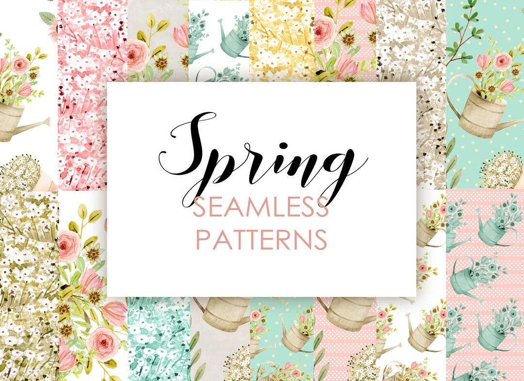 Seamless Spring Patterns, Spring Planner Clipart, Easter Seamless ...
