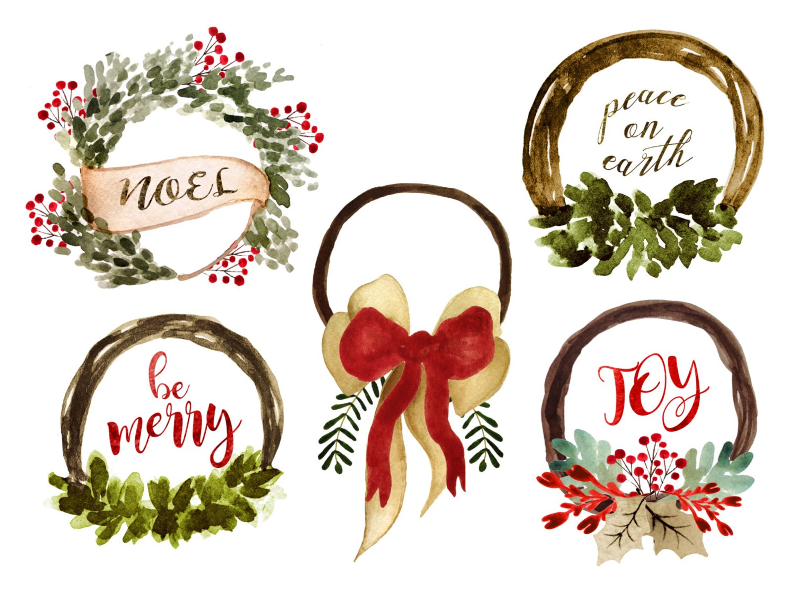Christmas Wreath Clipart Christmas Clipart Christmas Planner - Etsy