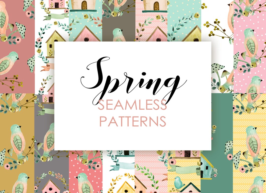 Seamless Spring Patterns, Spring Planner Clipart, Easter Seamless ...