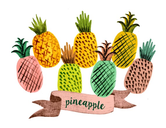 Pineapple Clipart Fruit Clipart Watercolor Fruit Clipart | Etsy