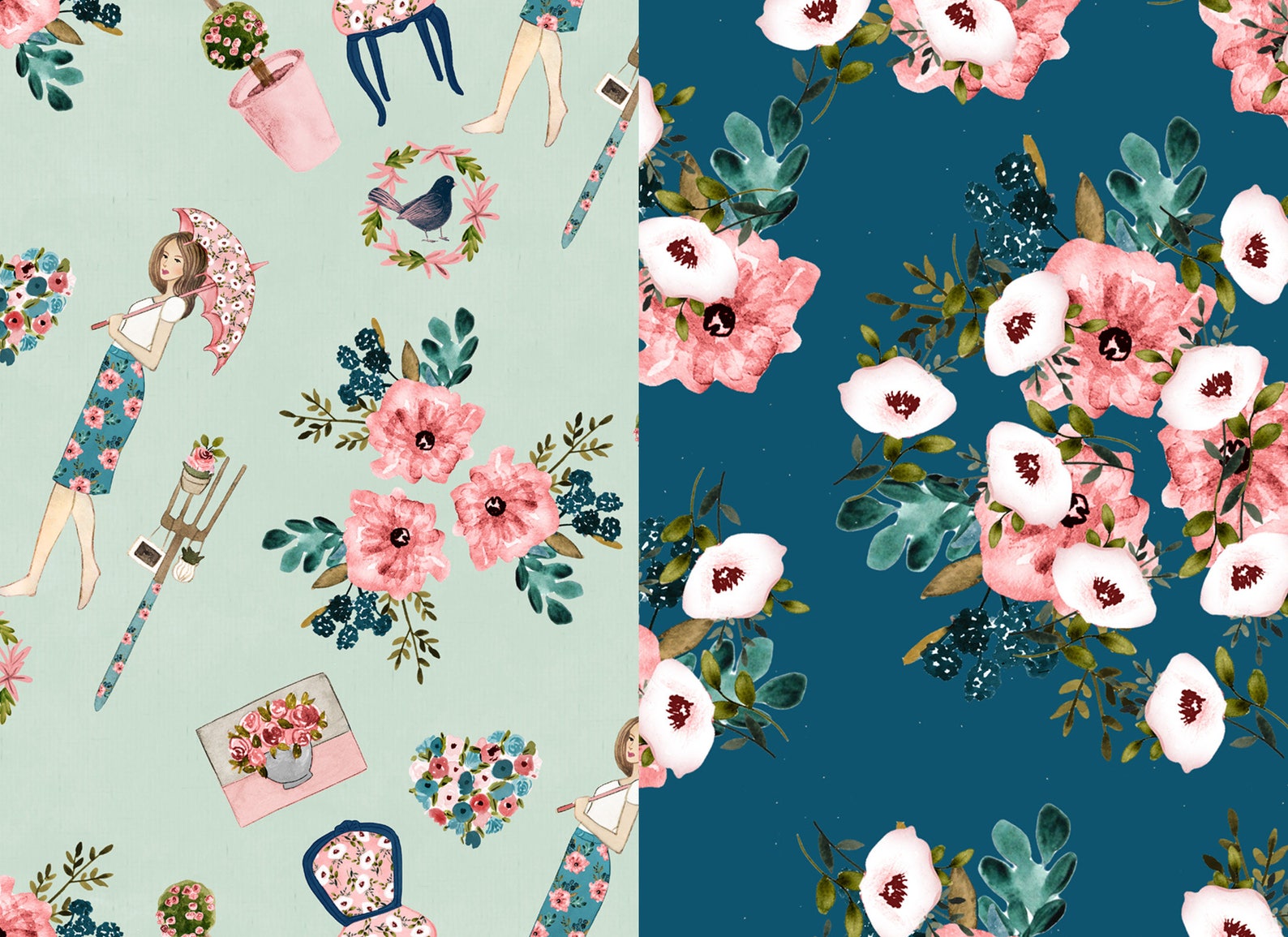 Seamless spring patterns spring planner clipart easter | Etsy