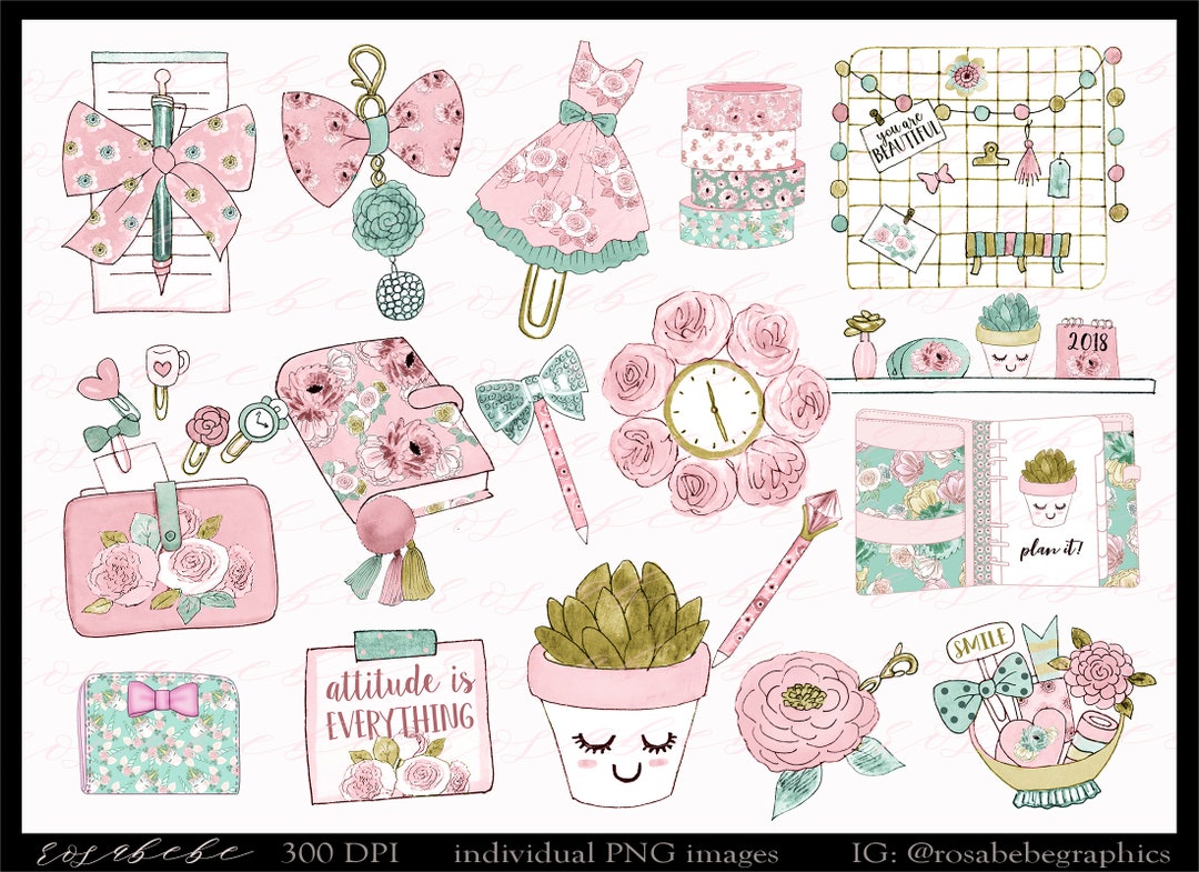 Planner Clipart Spring Clipart Fashion Clipart Feminine - Etsy