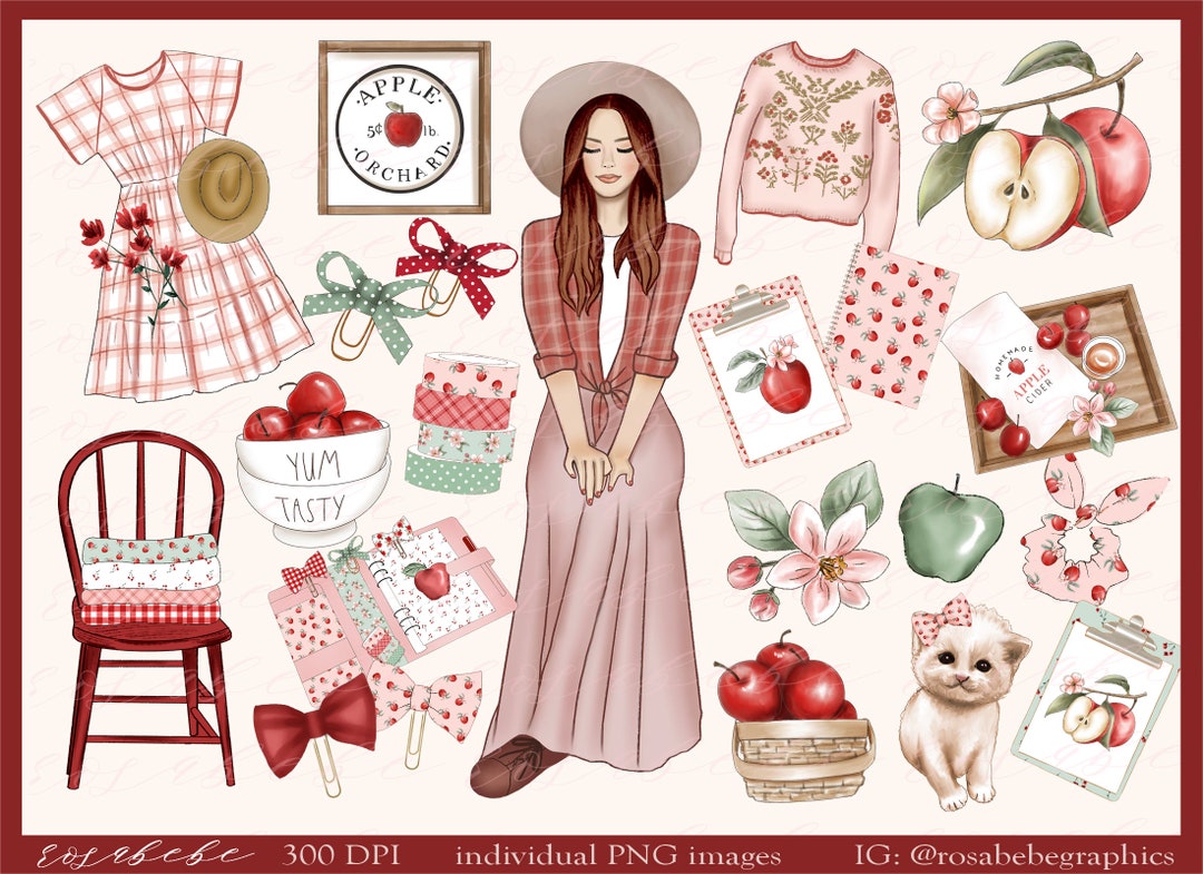 Apple Farm Clipart Apple Wall Art Fall Printable Apple Fall Sublimation ...