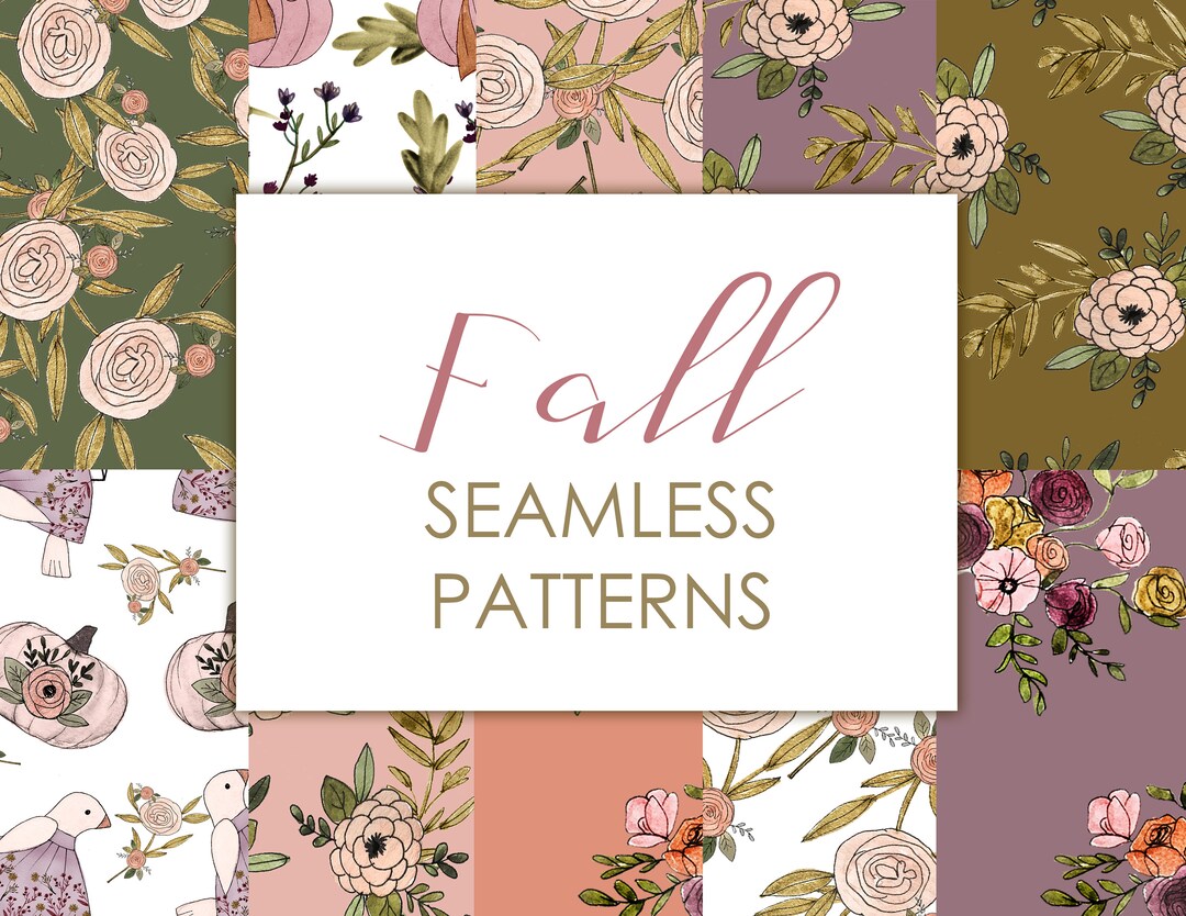 Fall Seamless Patterns - Pumpkin & Leaves, Cozy Autumn Digital Paper ...