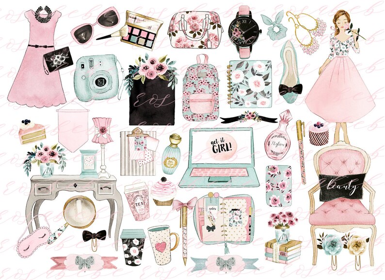 Planner Clipart Spring Clipart Fashion Clipart Feminine - Etsy