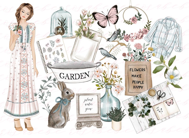 Spring Clipart Botanical Clipart Planner Clipart Fashion - Etsy