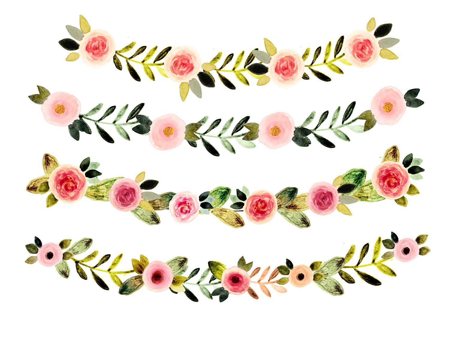 Floral Clipart Watercolor Flowers Vintage Flowers - Etsy