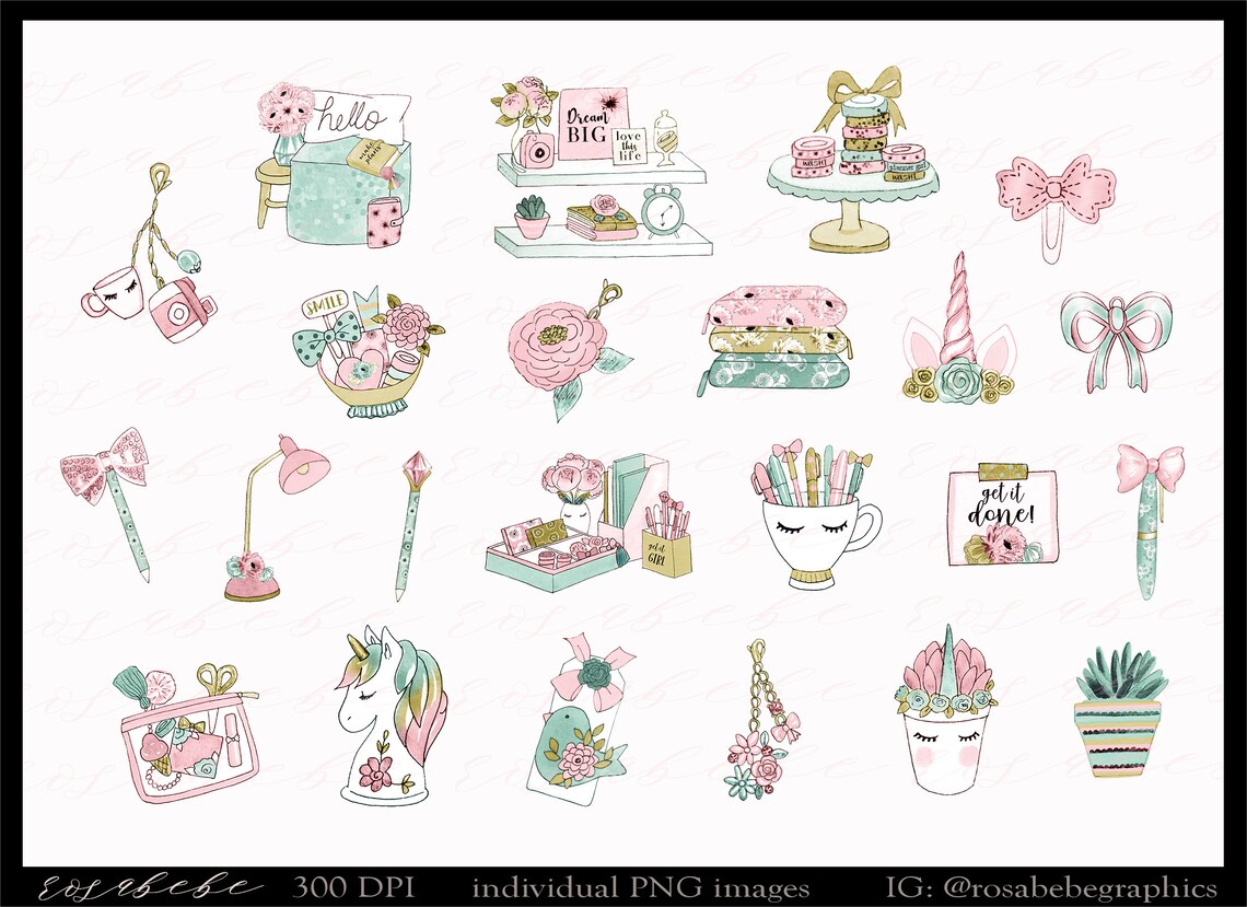 Planner Clipart Spring Clipart Fashion Clipart Feminine - Etsy