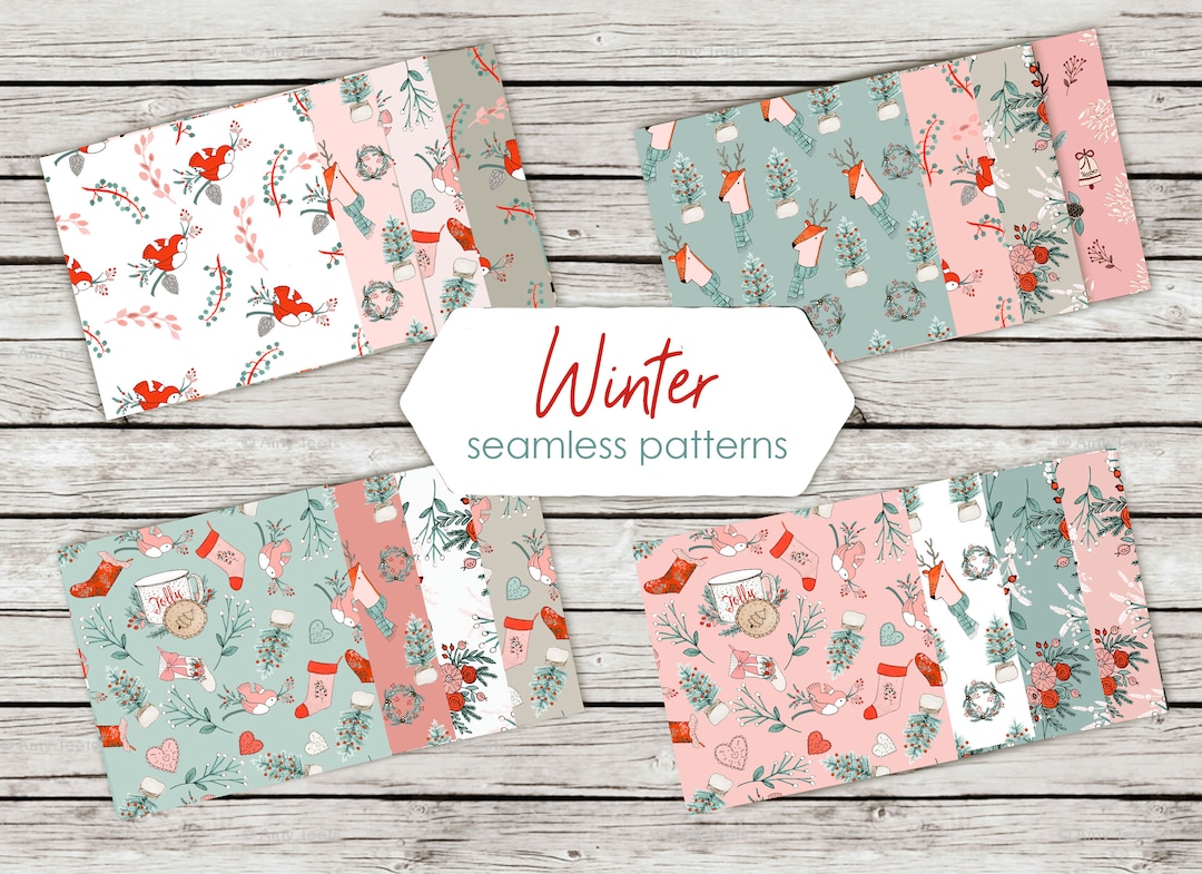 Winter Seamless Patterns , Christmas Seamless Patterns, Winter Digital ...