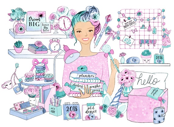 Planner Clipart Spring Clipart Fashion Clipart Feminine | Etsy