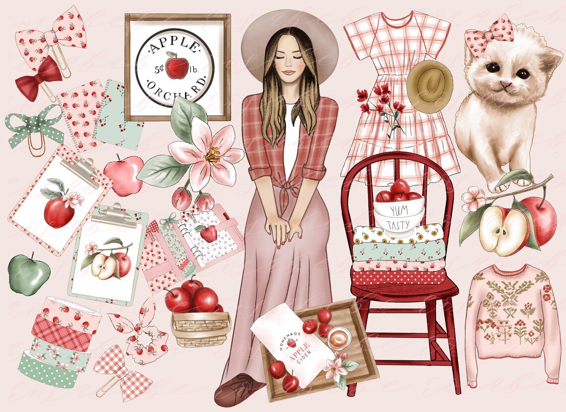 Apple Orchard Clipart Farm Clipart Fall Clipart Planner | Etsy