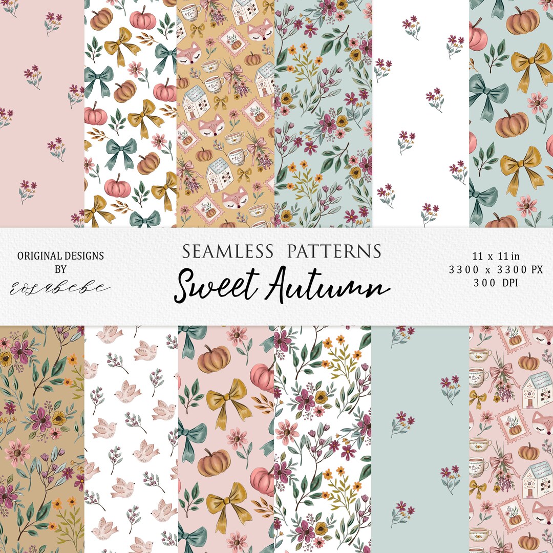 Fall Seamless Patterns: Autumn Scrapbook Paper (digital Download) - Etsy
