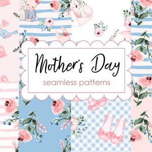 Mother's Day Digital Papers - Pastels, Pink, Blue, Roses, Spring ...