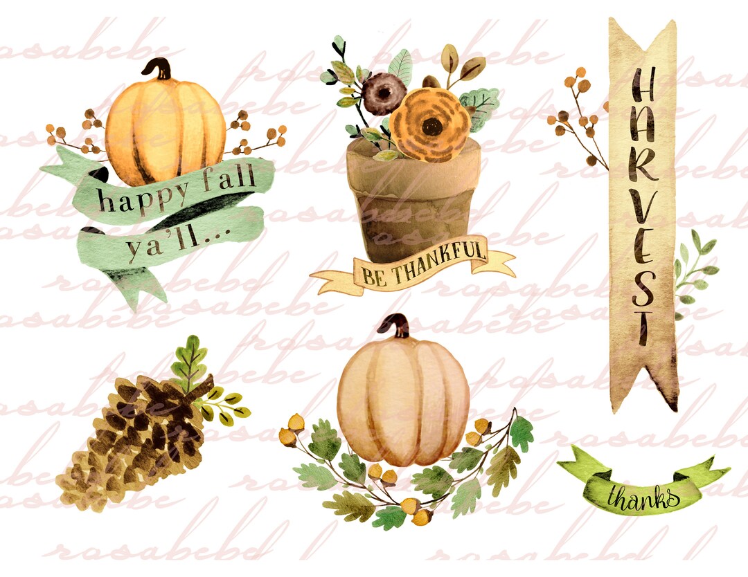Fall Clipart, Watercolor Fall Clipart, Hand Painted Fall Clipart ...
