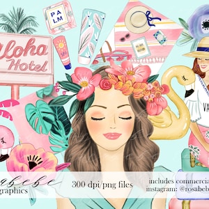 Summer Clipart Beach Digital Art Stickers Beach Tropical Wall Art ...