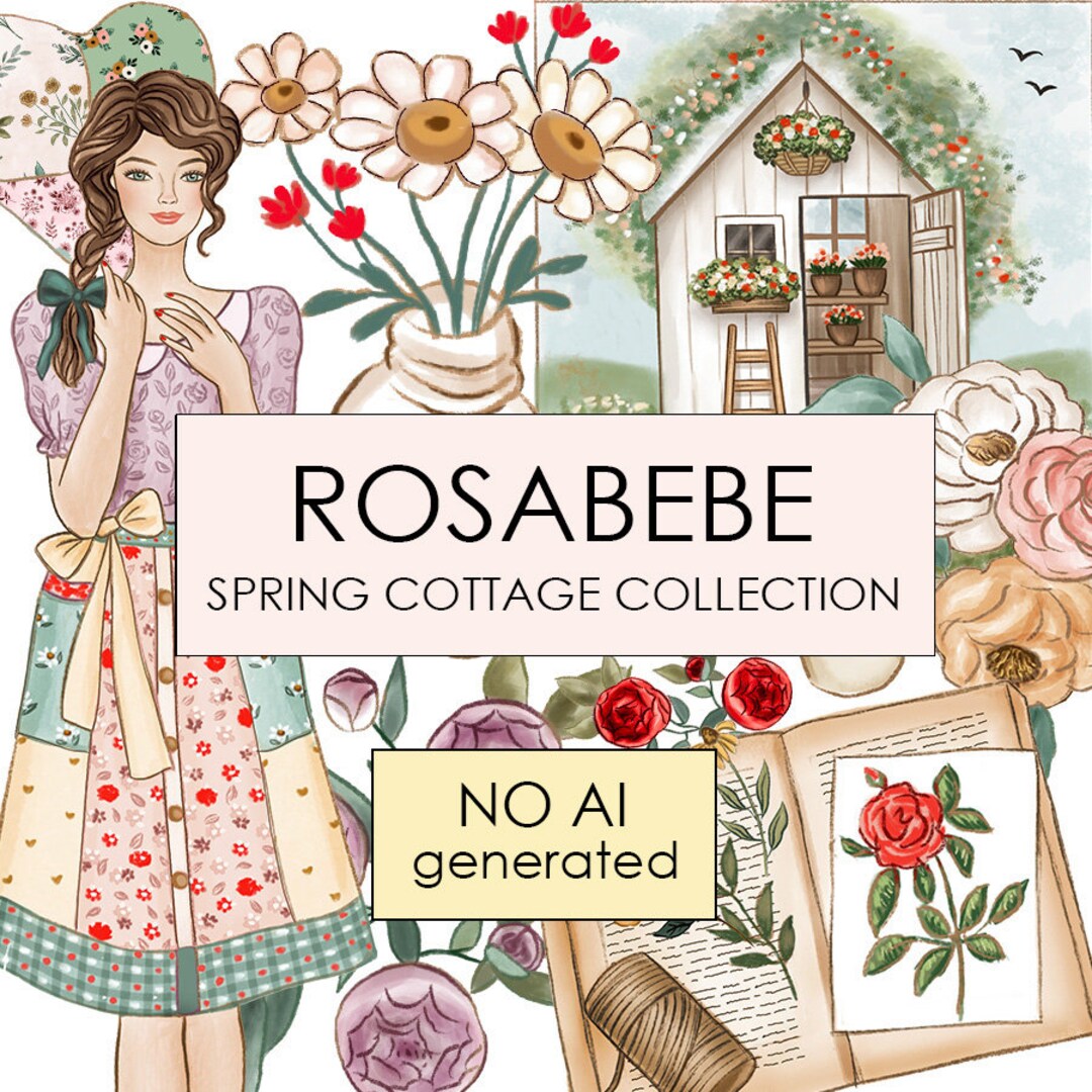 Spring Clipart Cottagecore Watercolor Spring Clipart Floral Digital Art ...