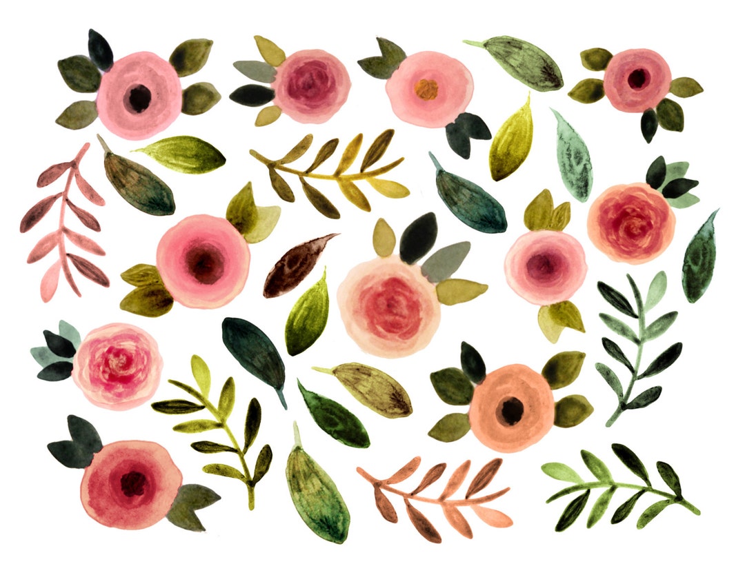 Floral Clipart, Watercolor Flowers Clipart, Spring Clipart, Wedding ...