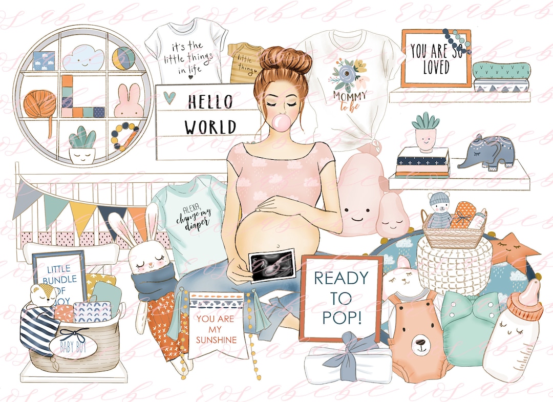 Baby Boy Clipart, Baby Shower Clipart, Nursery Clipart, Birth ...