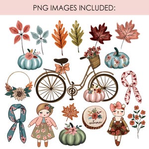 Fall Clipart for Thanksgiving Fall Digital Art Blue Fall Watercolor ...