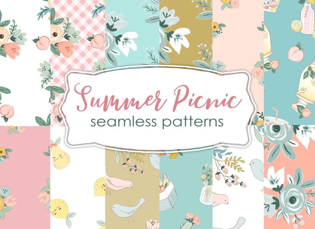 Summer Digital Papers for Scrapbook Summer Seamless Patterns for Fabric ...