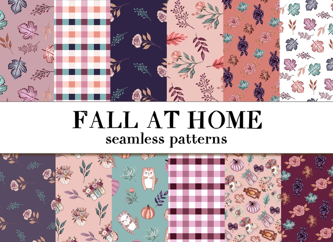 Fall Digital Papers for Scrapbook Fall Seamless Patterns for Fabric ...