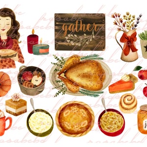 Fall Clipart, Thanksgiving Clipart, Fall Watercolor Clipart, Pumpkin ...