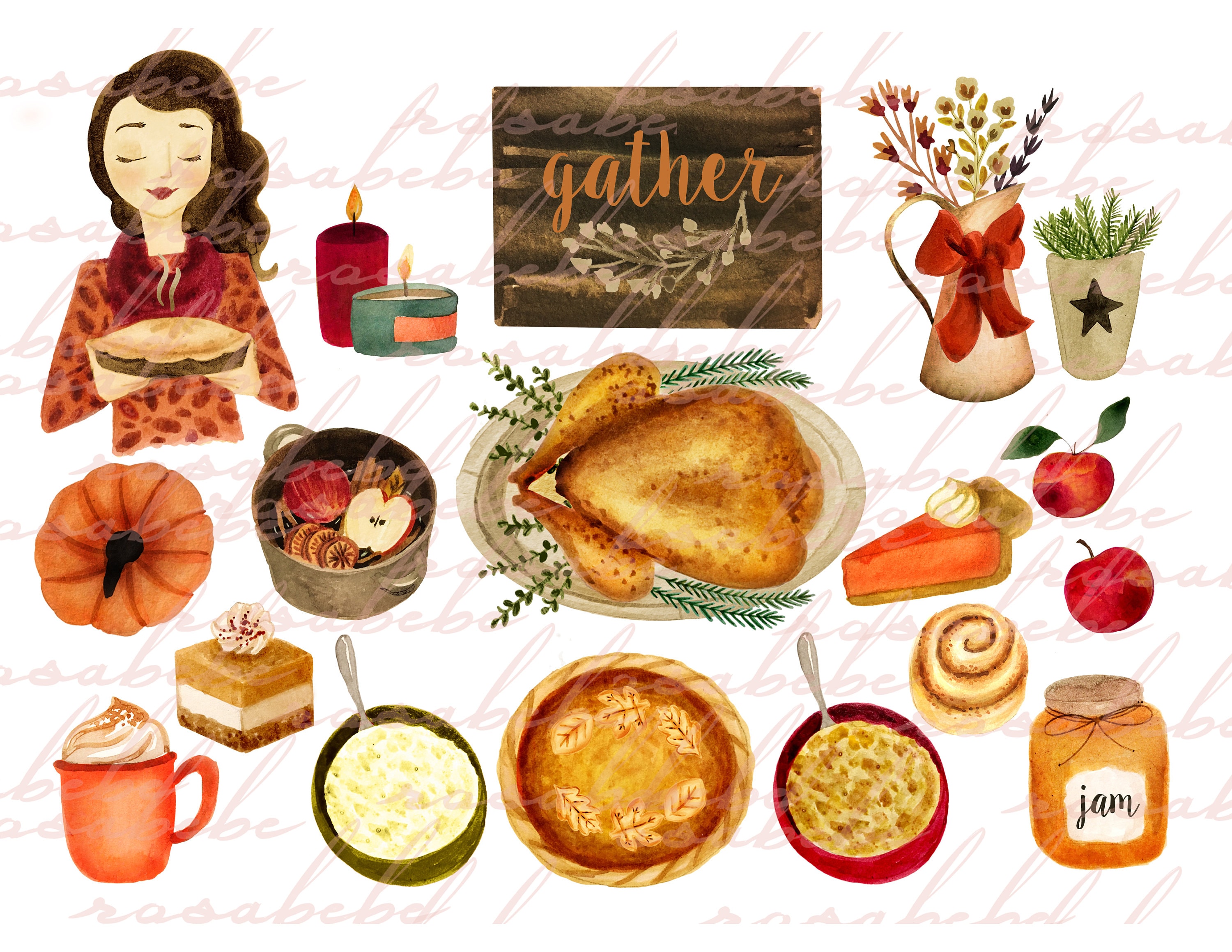 Fall clipart thanksgiving clipart fall watercolor clipart | Etsy