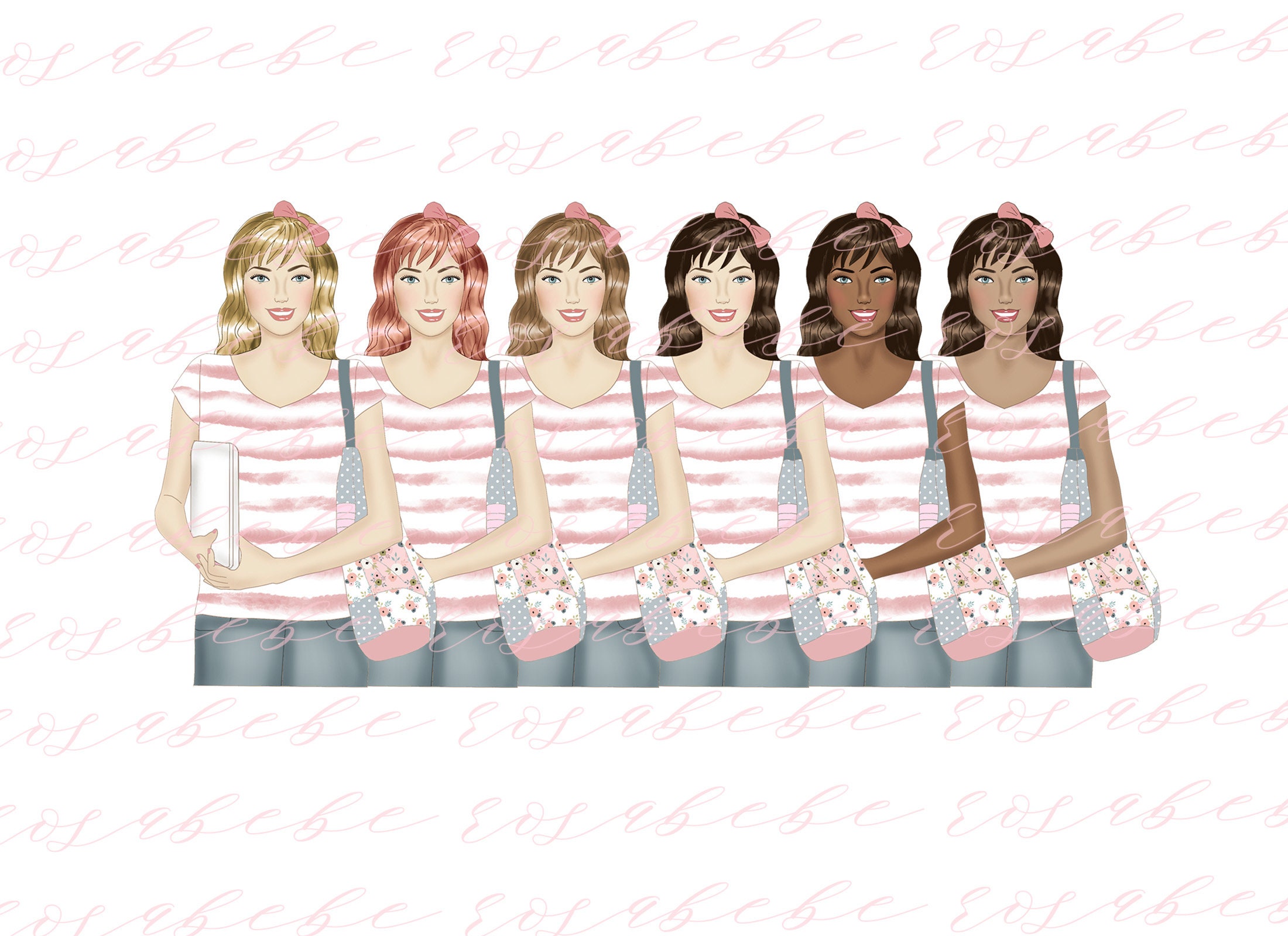 Girly School Clipart PNG Set – Pink Bow, Teacher Supplies (printable ...