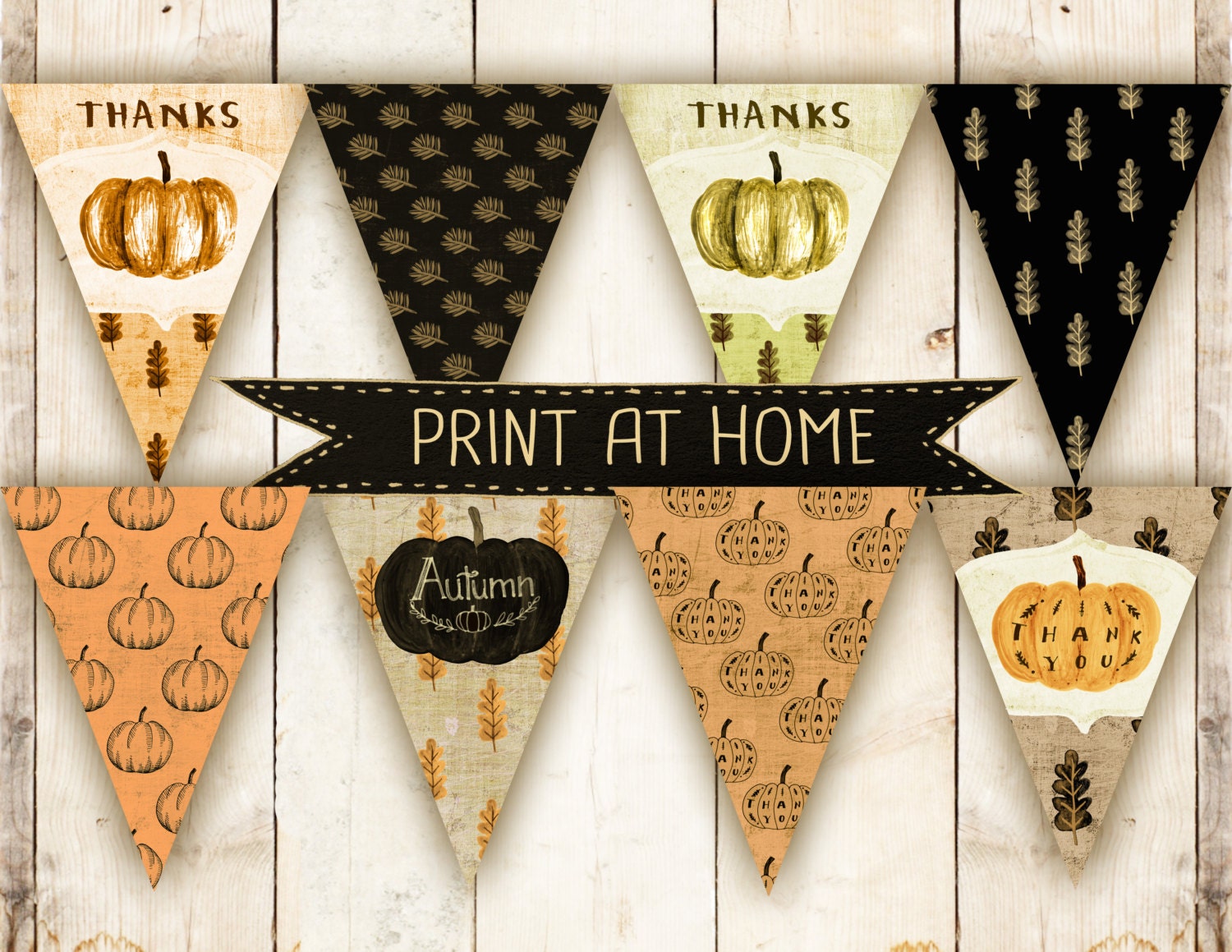 Printable Fall Bunting Banner Hand Painted Fall Bunting - Etsy