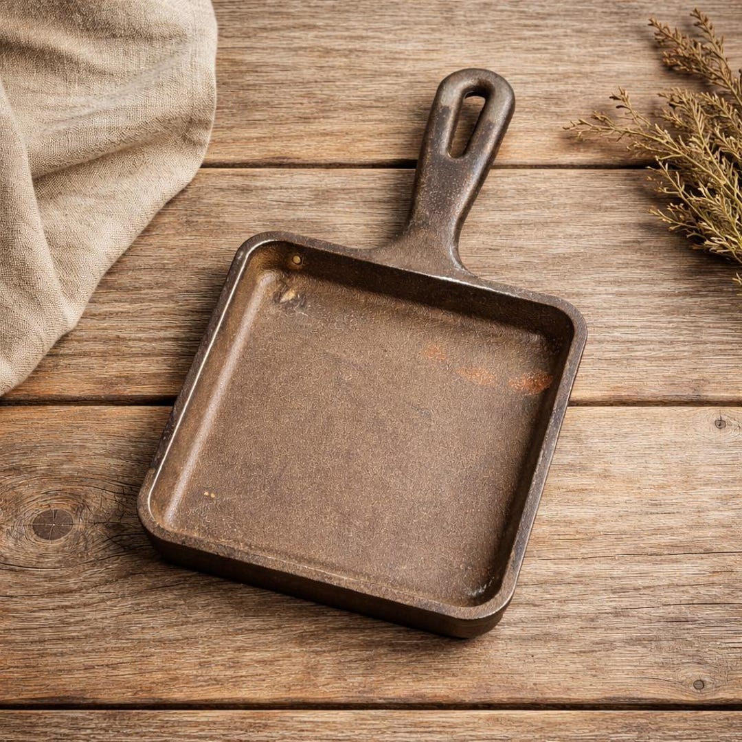 Vintage Lodge USA 5WS Square Cast Iron Skillet | Small Square Fry Pan ...