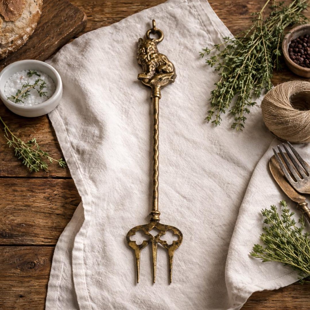 Antique Brass Fox Meat Fork 19” | Figural Serving Utensil | Victorian ...