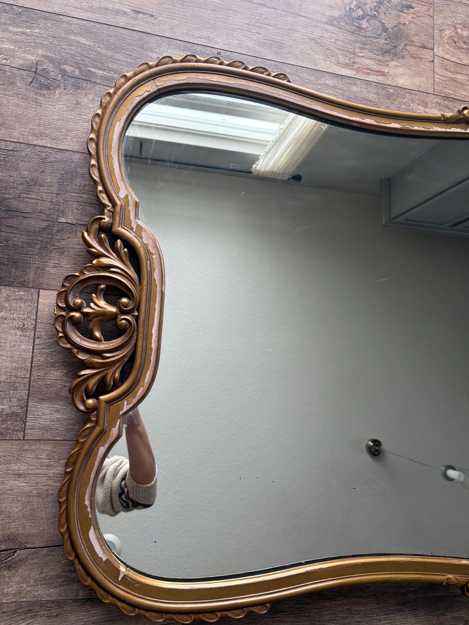 Large Vintage Gilt Ornate Wall Mirror 42” X 29” Hollywood Regency Gold ...