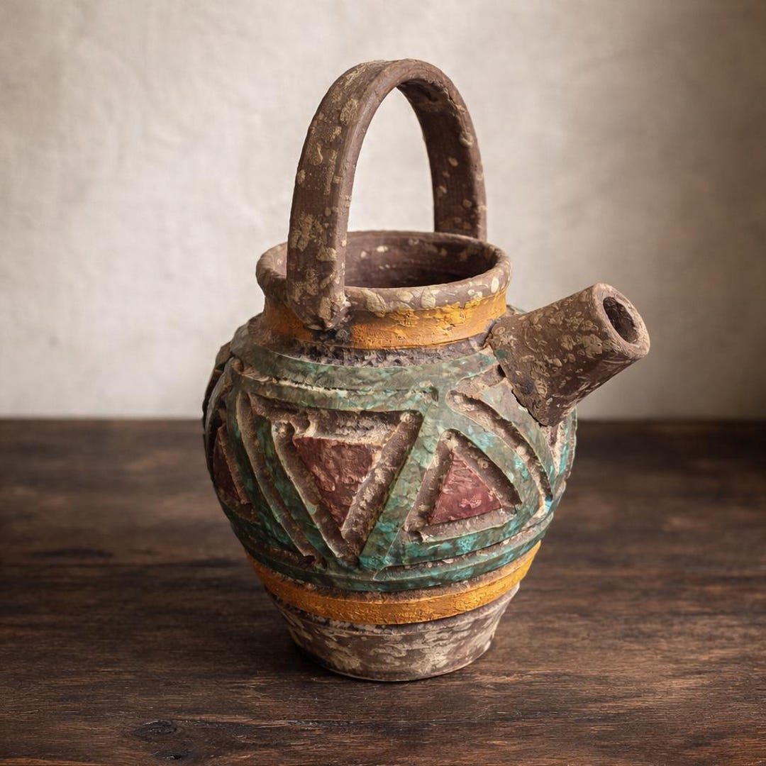 Vintage Handmade Pottery Pitcher | Rustic Studio Stoneware | Textured ...