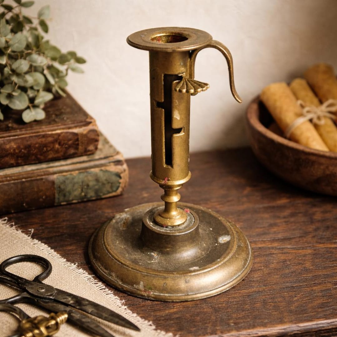 Vintage Brass Push-up Candlestick Holder | Adjustable Telescoping ...