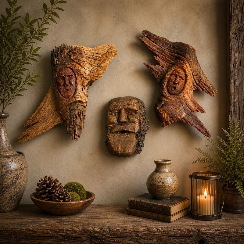 Face Folk Art Carving - Etsy