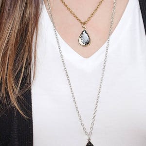 Gold Teardrop Jewelry Set, Gold Earrings and Necklace Set, Black ...