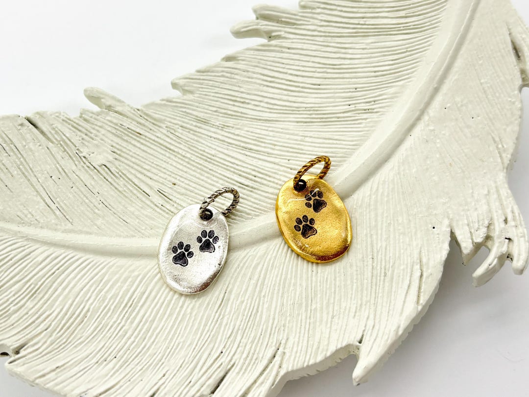 Pet Paw Print Charm: Silver or Gold, Dog Mom Necklace, Animal Lover ...