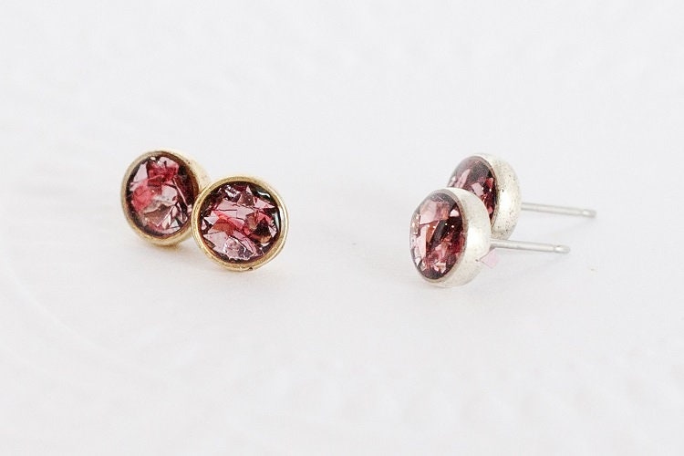 Blush Pink Earrings Gold Stud Earrings Pastel Earrings - Etsy