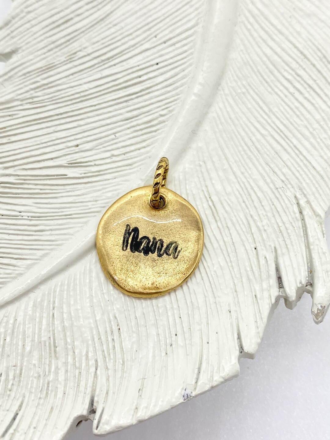 Round Gold Nana Charm, Silver Nana Charm, Round Mom Pendant, Create ...